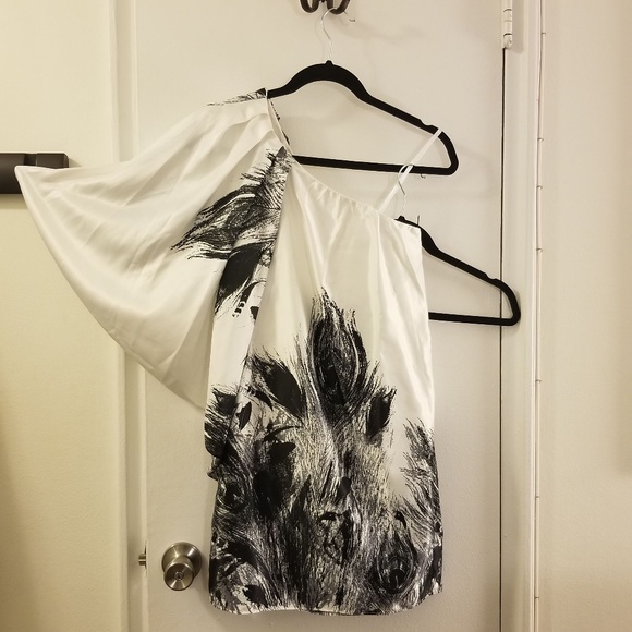 Aqua | Dresses | Peacock Feather Style One Shoulder Dress | Poshmark